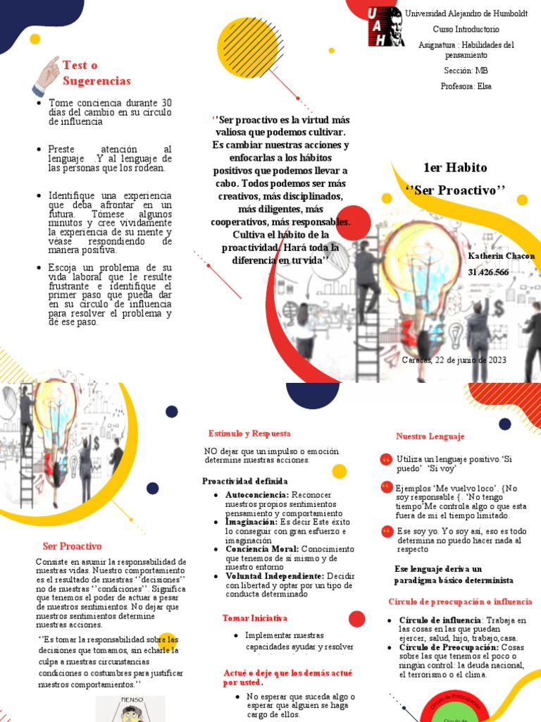 Triptico sea proactivo | PDF | Comportamiento | Experiencia