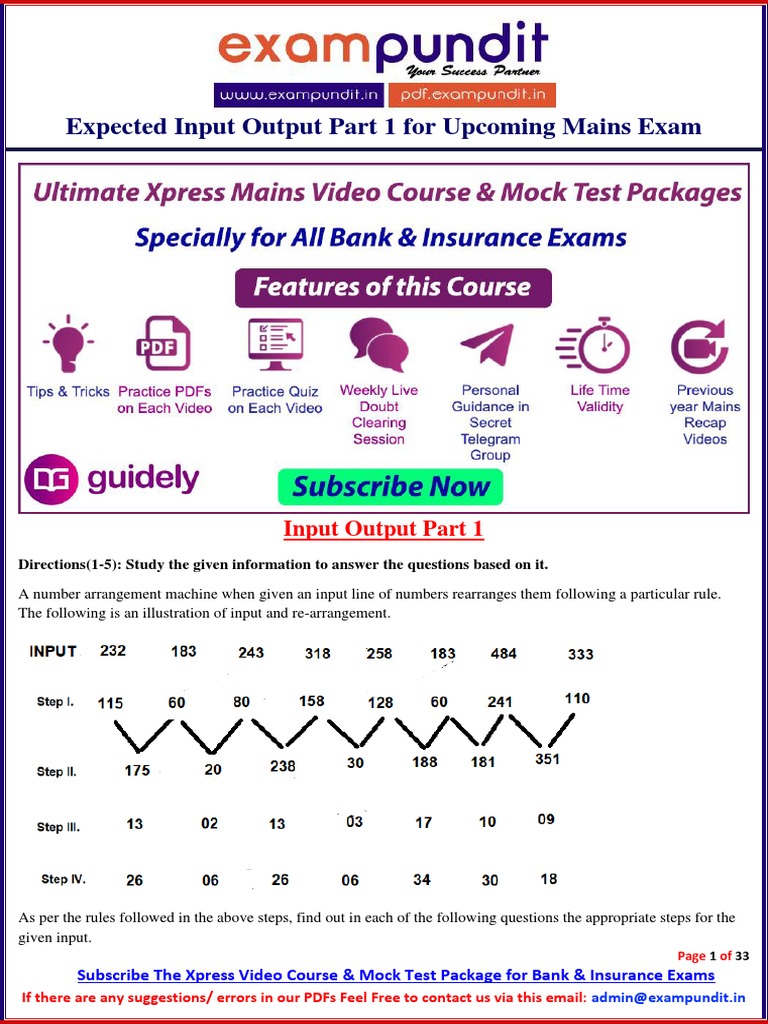 Expected Input Output Part 1 For Upcoming Mains Exam | PDF | Input–Output Model | Numbers