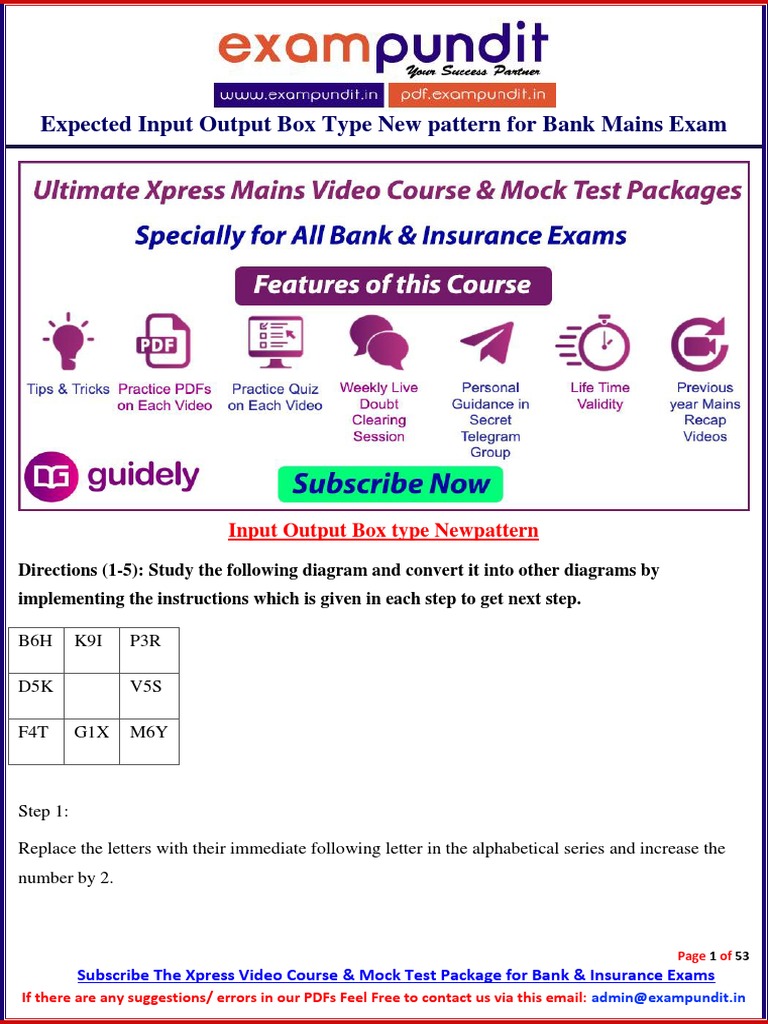 Expected Input Output Box Type New Pattern For Bank Mains Exam | Download Free PDF | Numbers ...