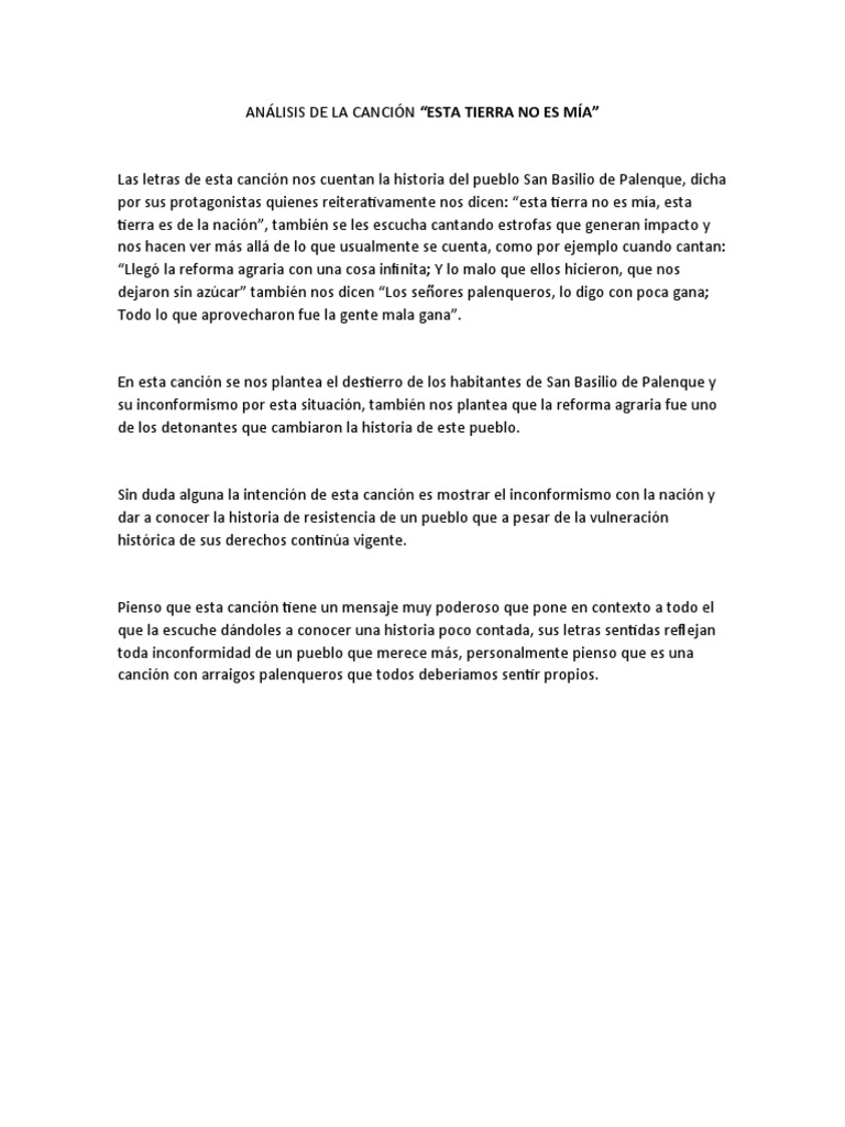 ANÁLISIS DE LA CANCIÓN | PDF