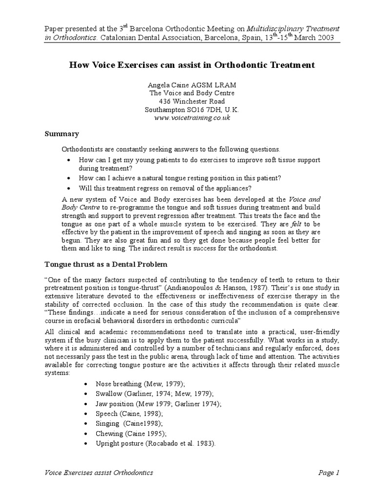 How Voice Exercises Can Assist in Orthodontic Treatment | PDF | Larynx ...