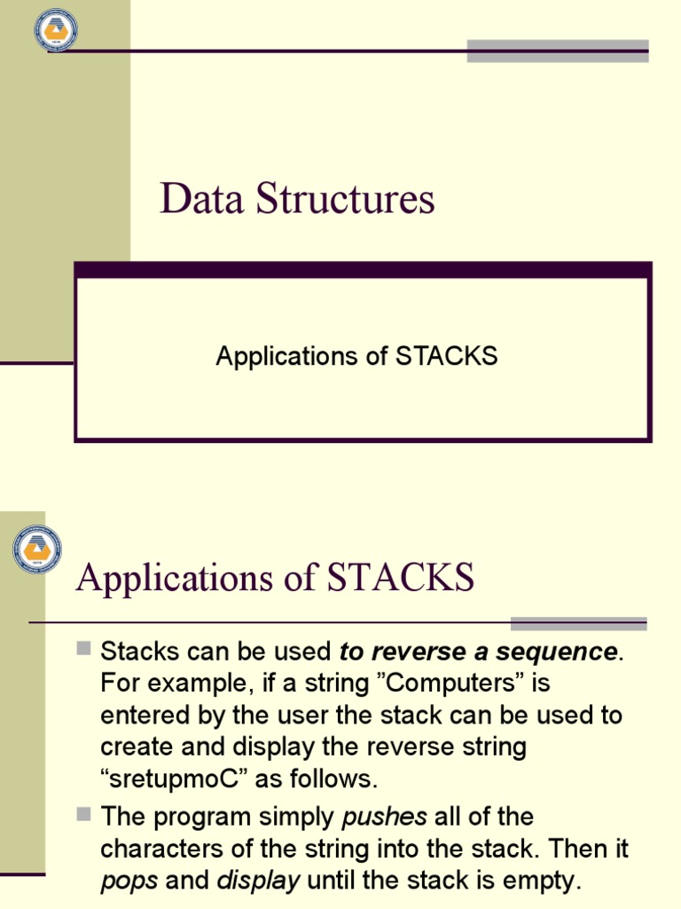 Applications of Stacks | PDF | Teaching Mathematics | Areas Of Computer ...