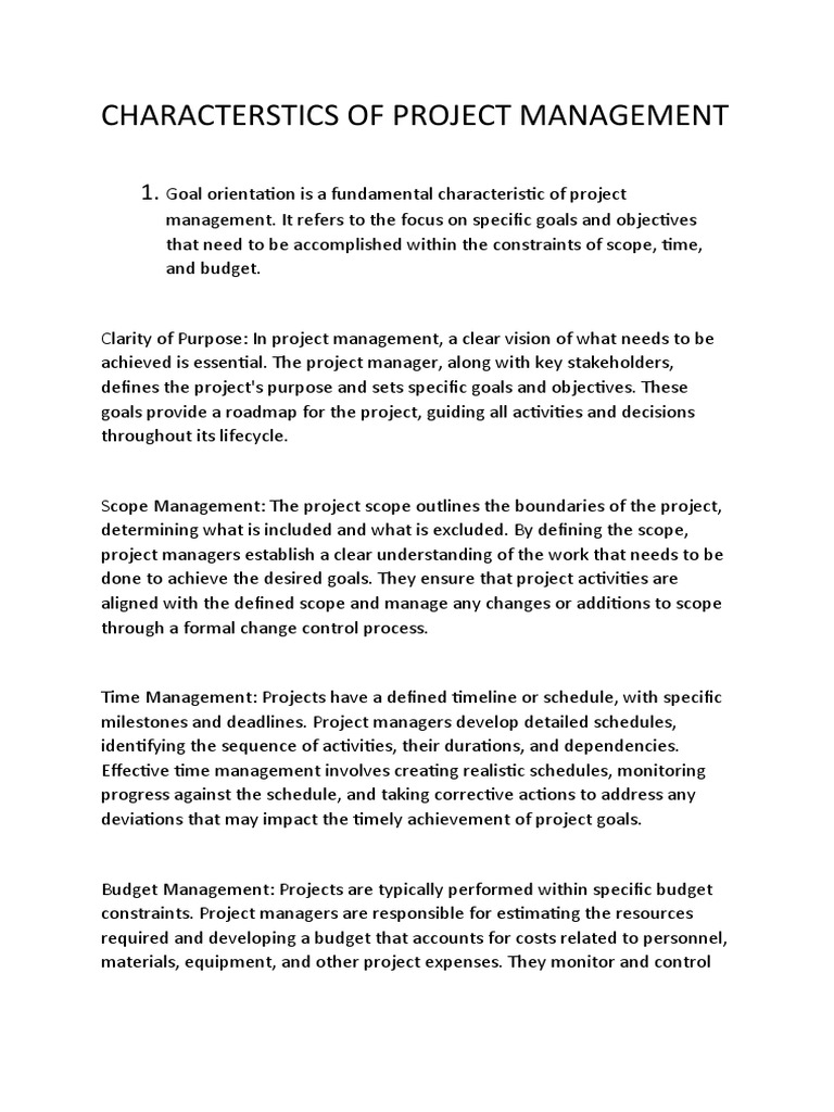 Key Characteristics of Project Management | PDF | Project Management | Risk