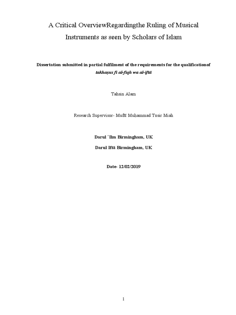 Musical Instruments Dissertation | PDF | Hadith | God In Islam