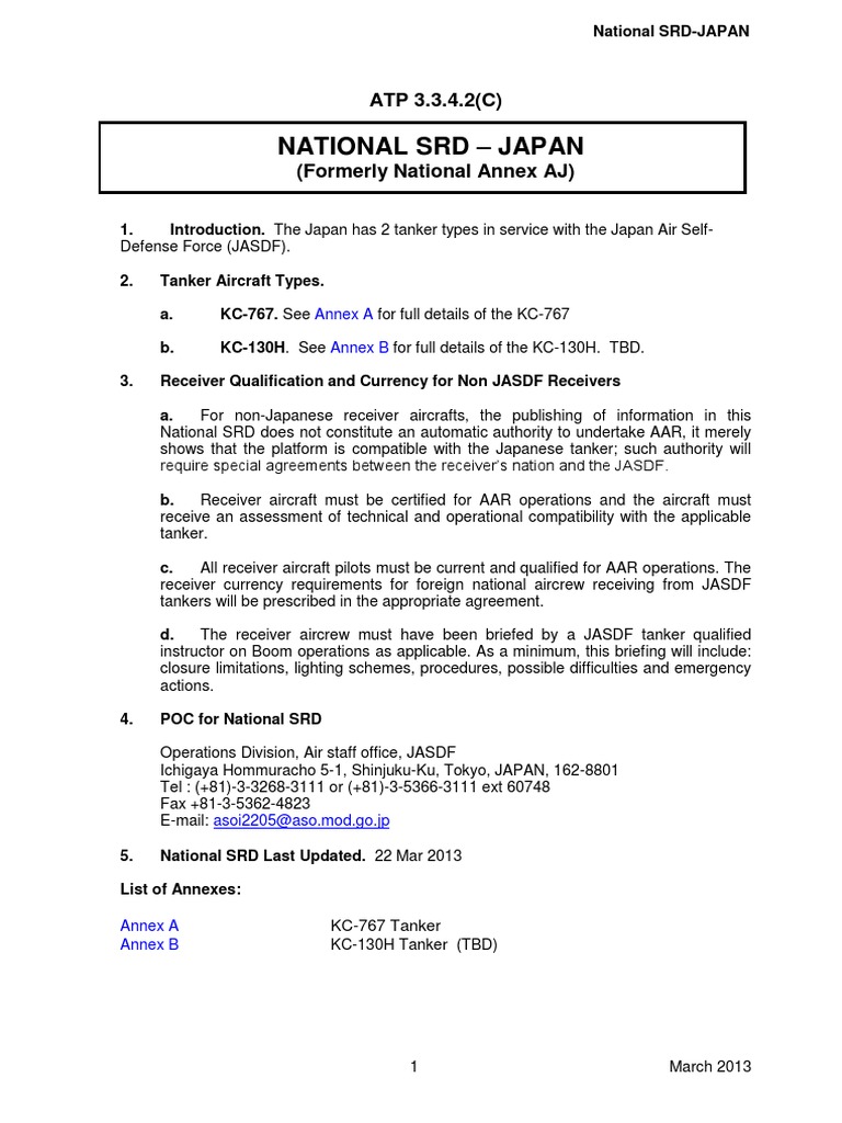 National SRD-Japan | PDF | Aerial Refueling | Jet Fuel