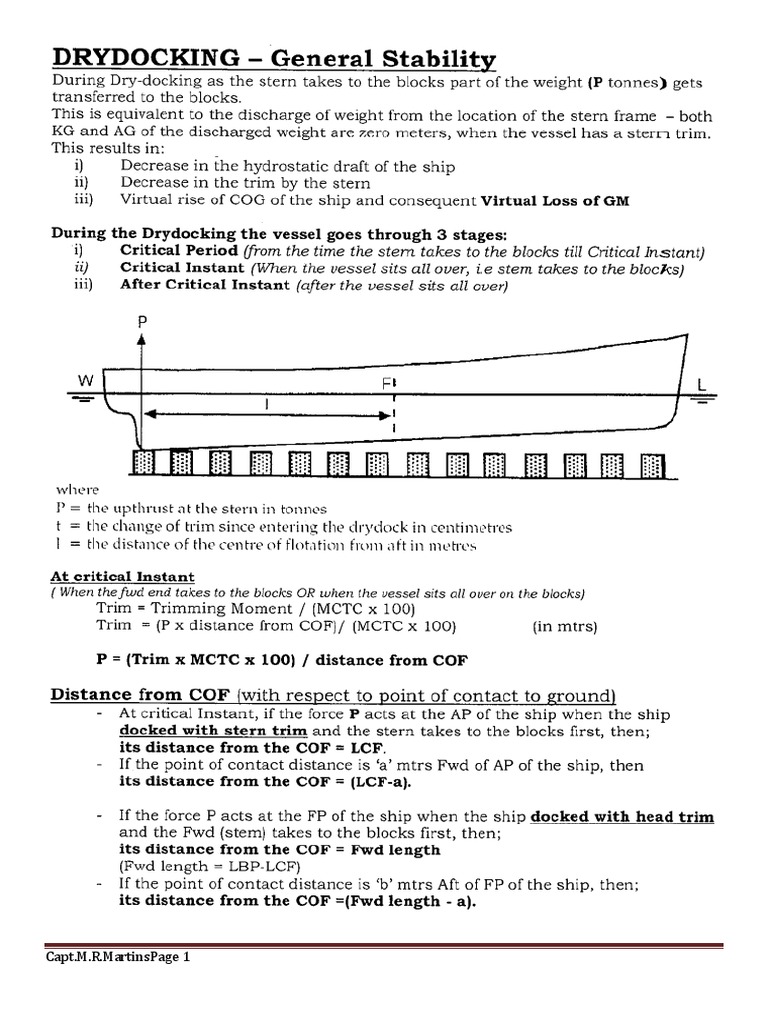 DRYDOCKING Numericals | PDF | Stern | Hydrography