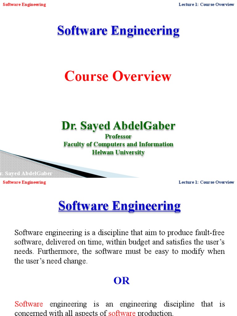 Software Engineering - Lecture 1 - Course Overview | PDF | Use Case | Software