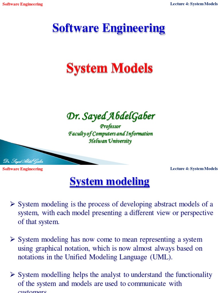 Software Engineering - Lecture 4 - System Models | PDF | Use Case | System