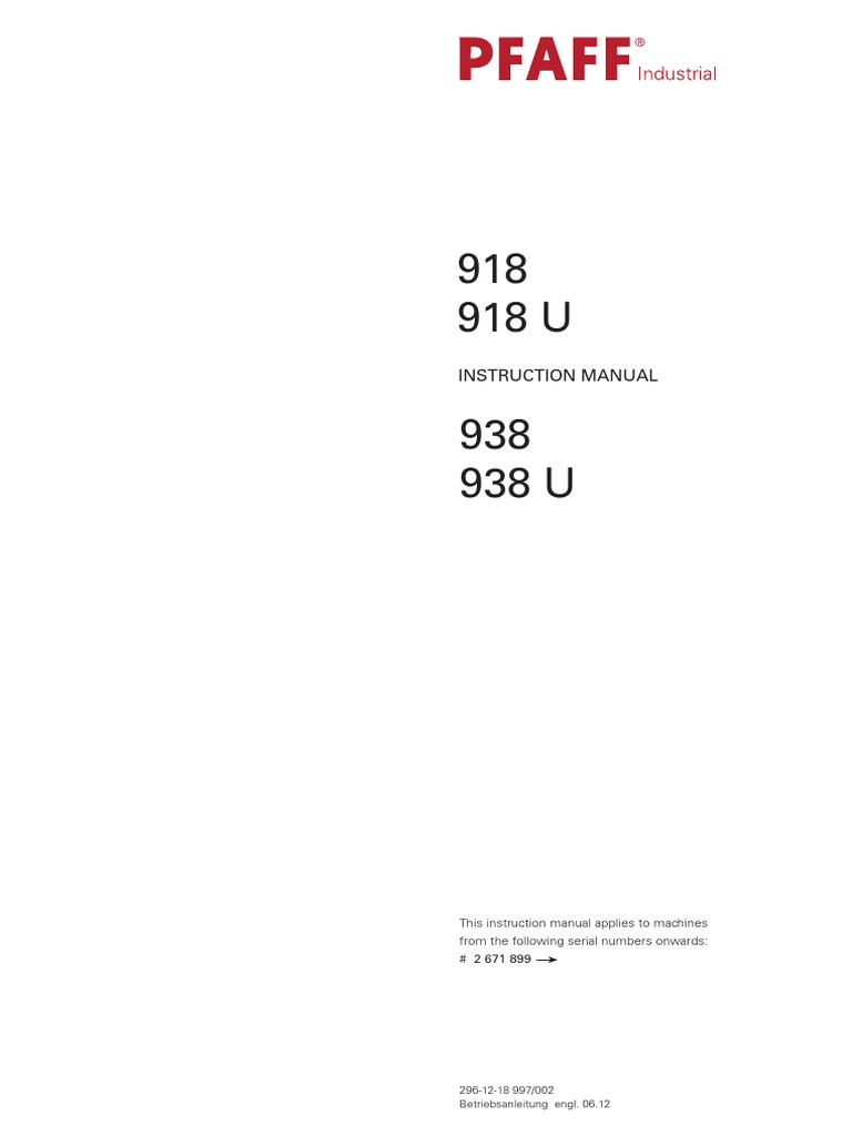 Pfaff-918 938 | PDF | Sewing Machine | Screw