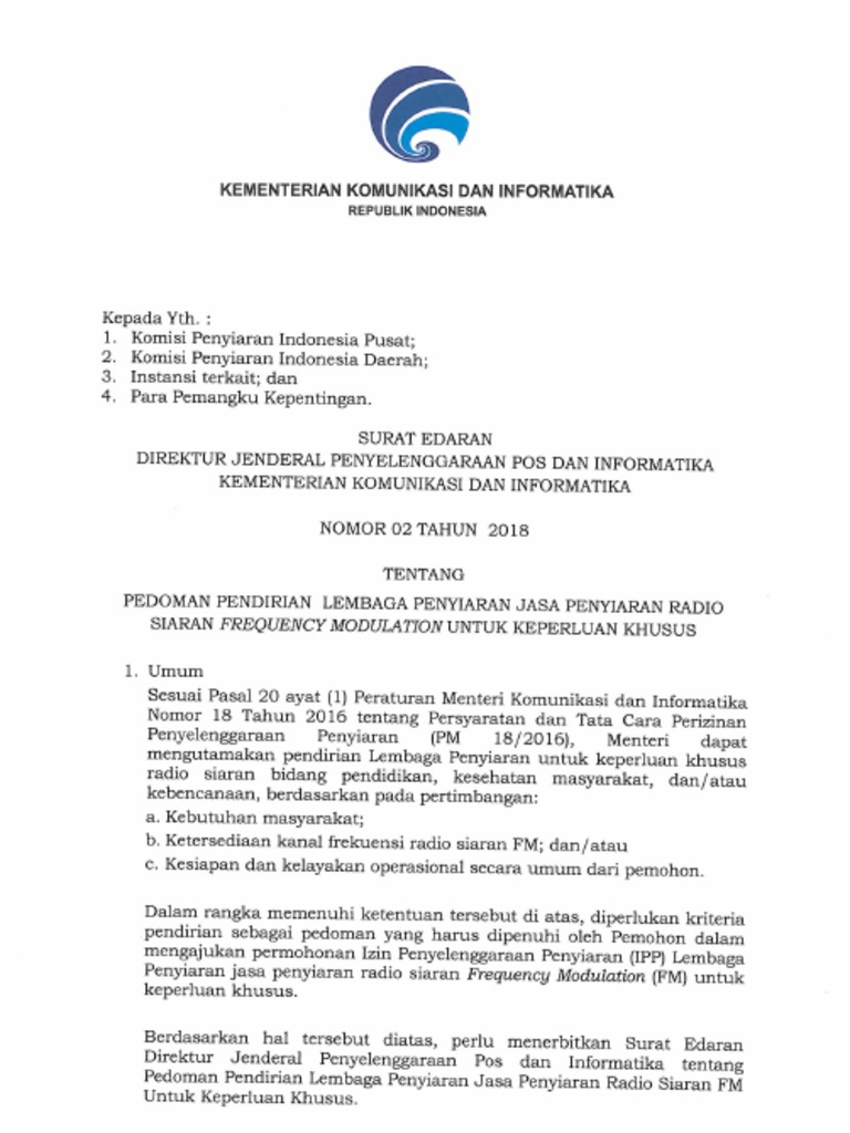 Surat Edaran Dirjen PPI No.02 Tahun 2018 | PDF