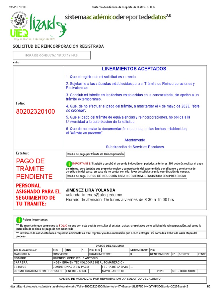 Sistema Académico de Reporte de Datos - UTEQ | PDF