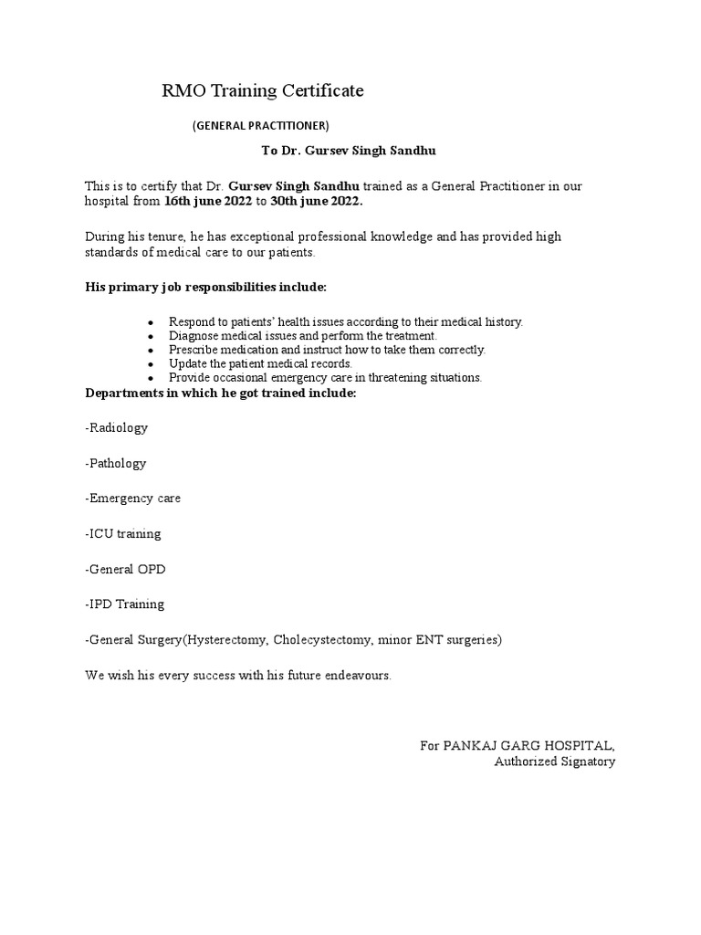 Training Certificate | PDF