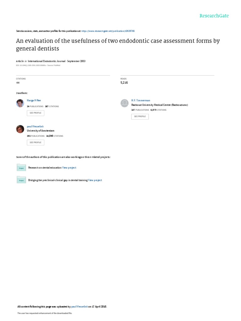 Ree Et Al-2003-International Endodontic Journal | PDF | Dentistry ...