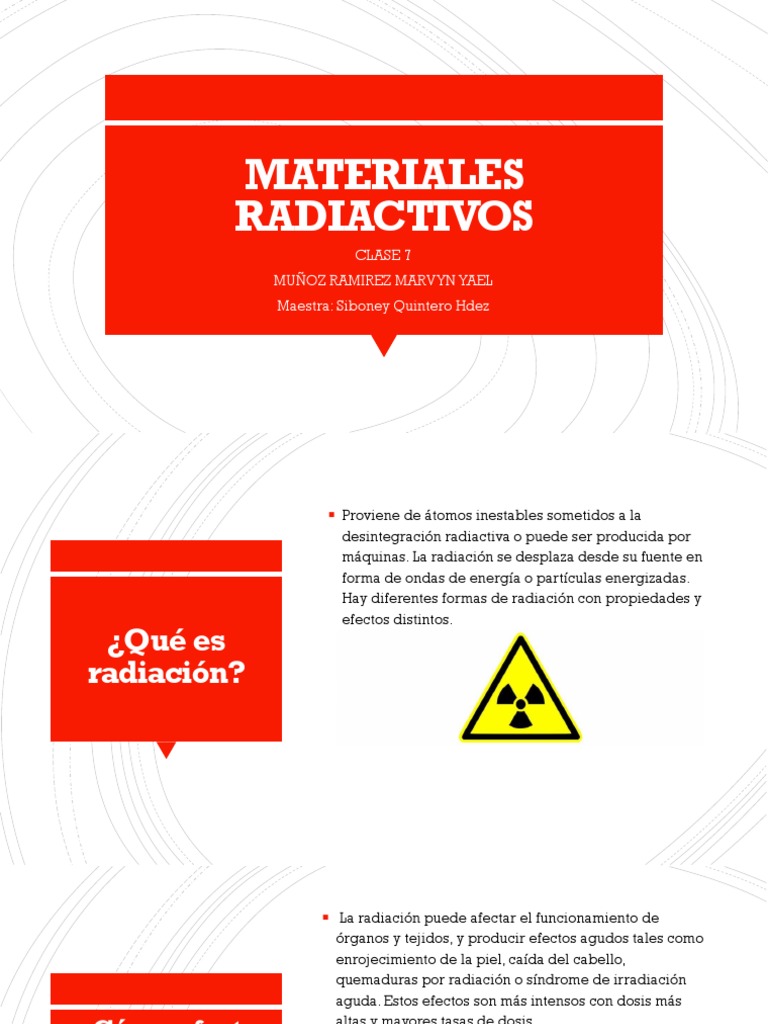 Materiales Radiactivos | PDF | Desintegración radioactiva | Radiación