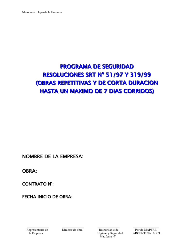 EJEMPLO PROGRAMA DE SEGURIDAD | PDF
