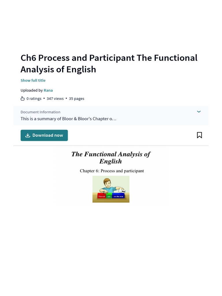 Ch6 Process and Participant The Functional Analysis of English - PDF ...