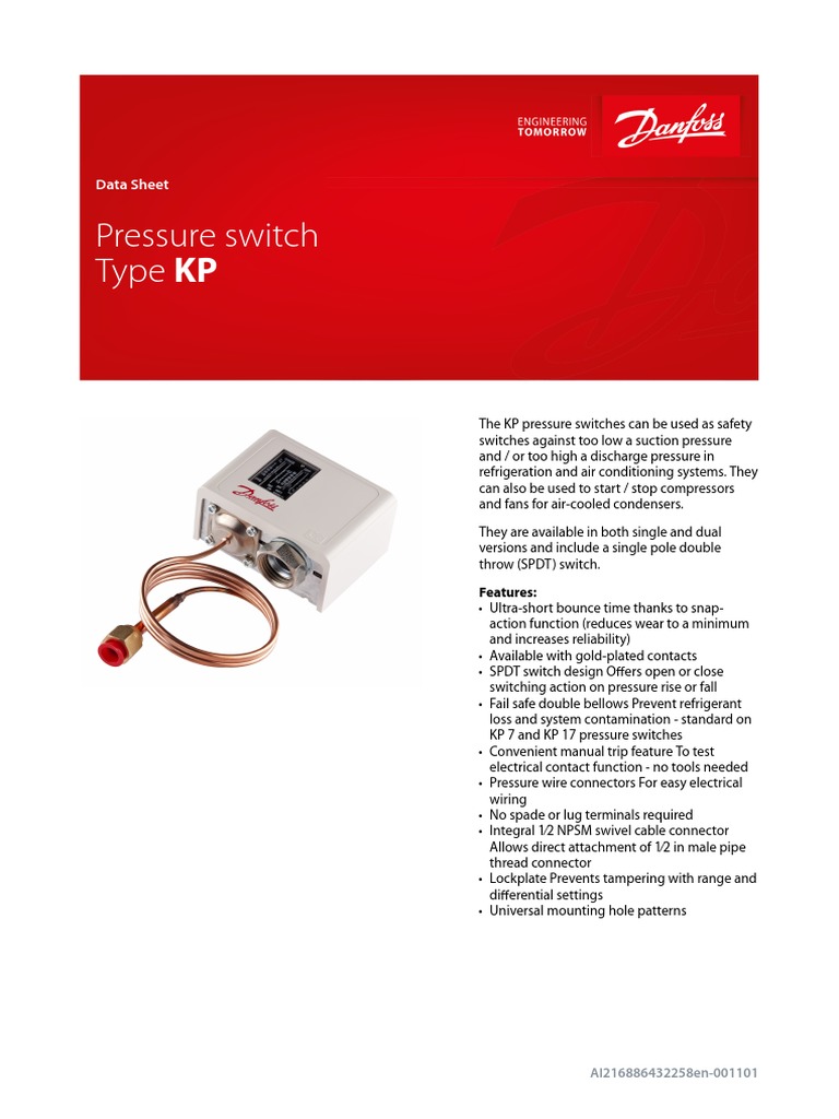Danfoss Pressure Switch | PDF | Electrical Connector | Switch