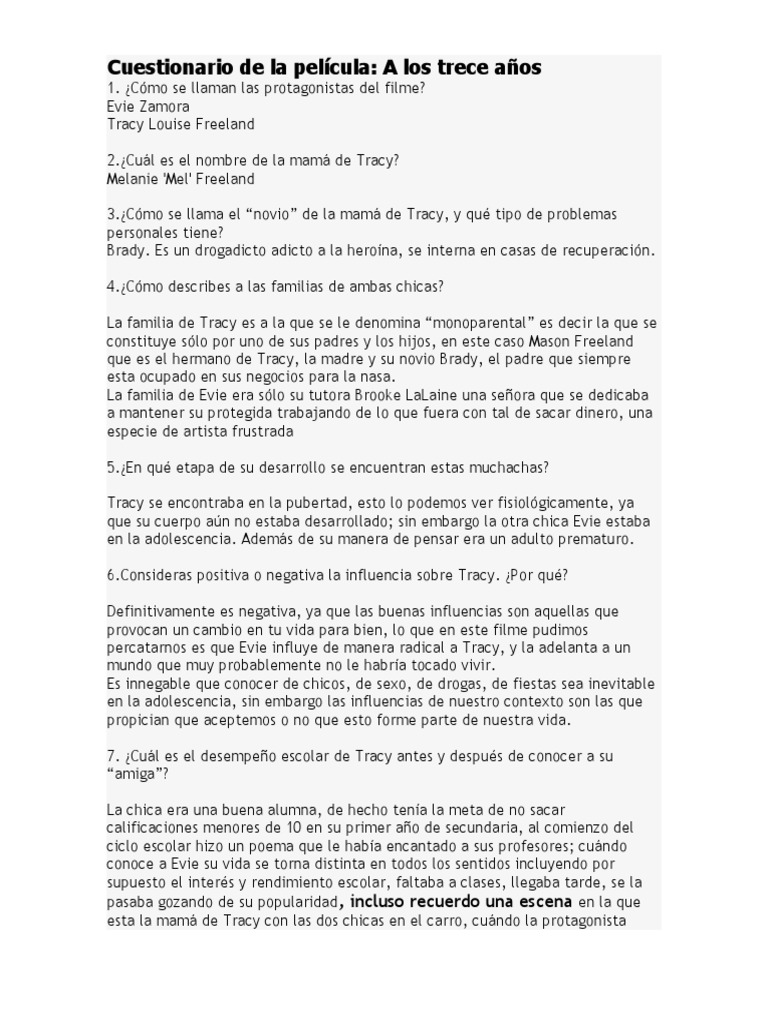 Cuestionario de La Película | PDF