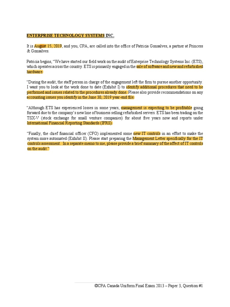 Enterprise Technology System - Question | PDF | Accounts Payable ...