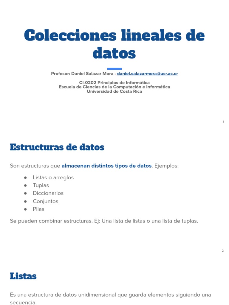 Colecciones Lineales de Datos | PDF | Python (lenguaje de programación) | Ciencias de la Computación