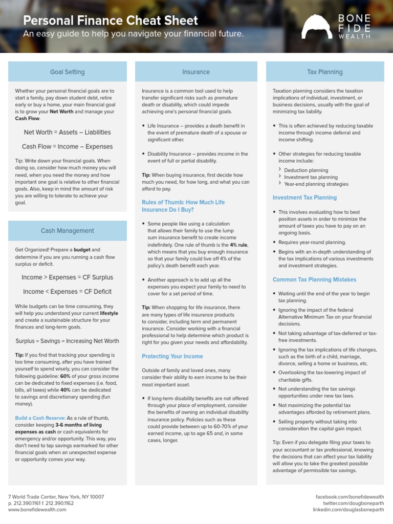 Personal-Finance-Cheat-Sheet-2020 | PDF | Individual Retirement Account ...