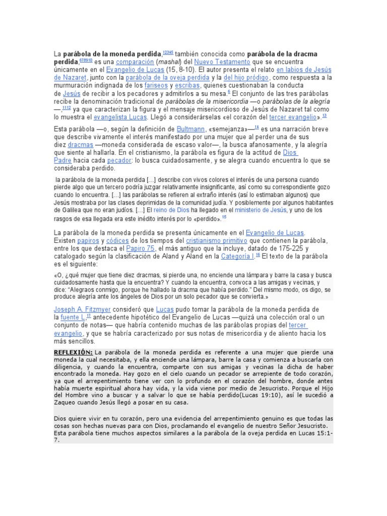 la-moneda-perdida | PDF | Textos Cristianos | Nuevo Testamento