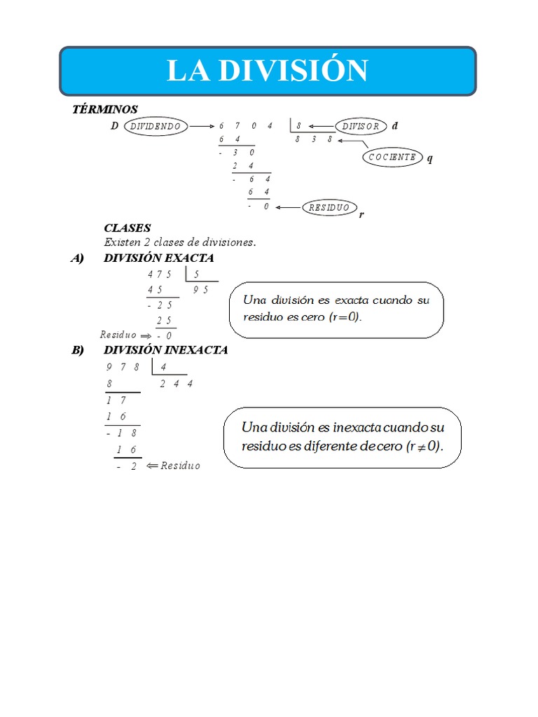 La División Exacta e Inexacta | PDF