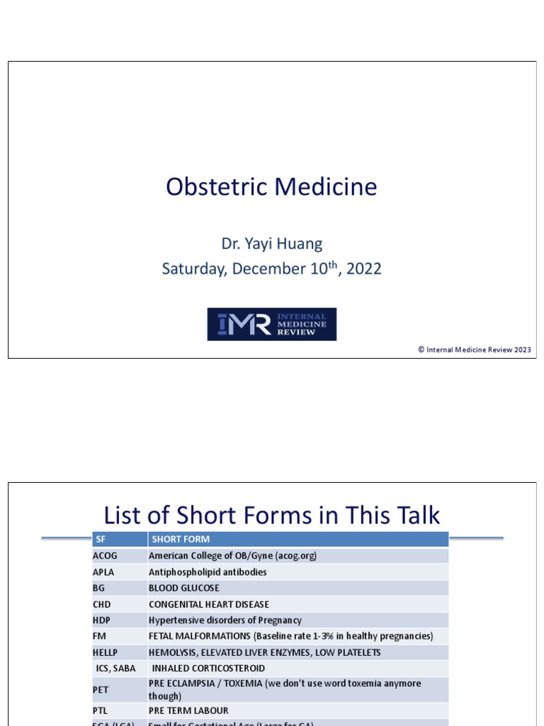 OB Med 2023 Final | PDF | Pregnancy | Childbirth