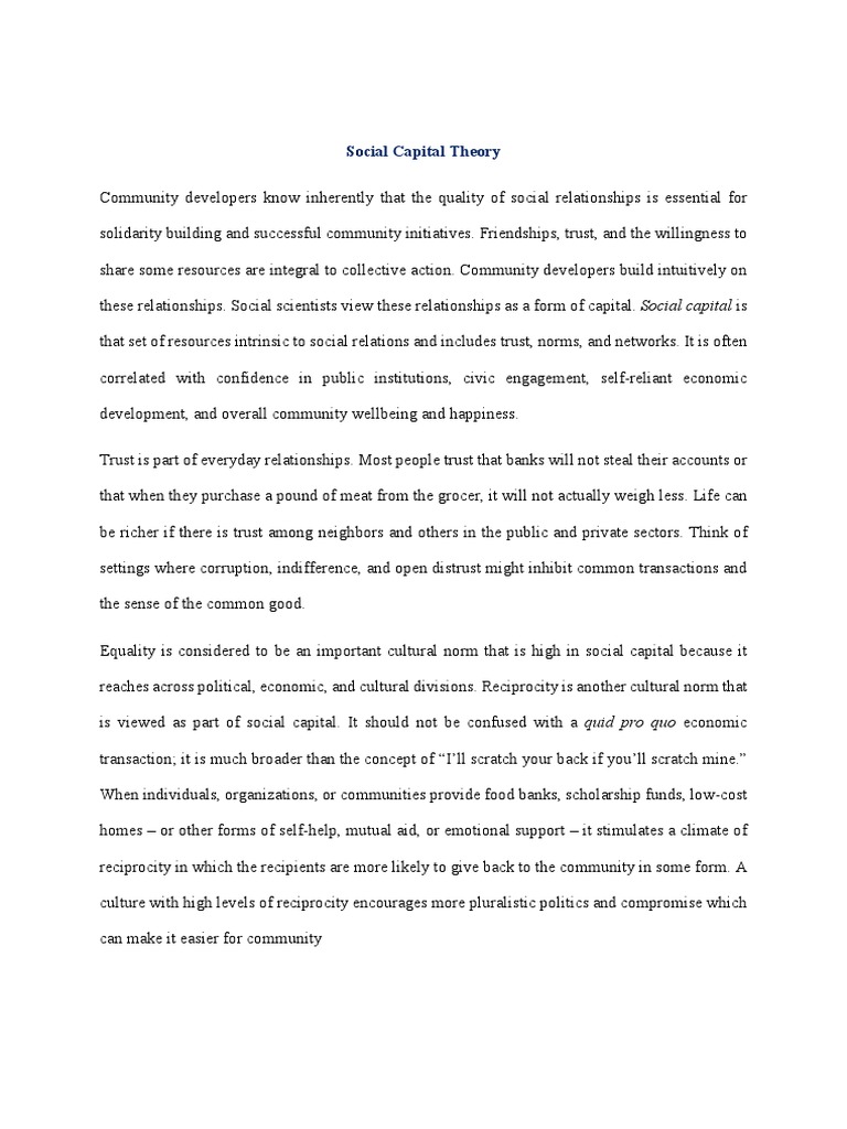 Major Theories of Community Development | PDF | Social Capital | Power ...