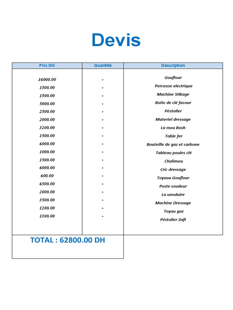 Devis Aluminium | PDF