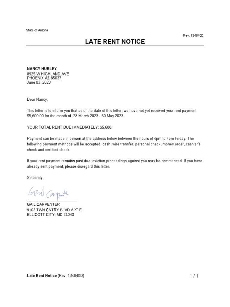 Late Rent Notice Guide | PDF | Eviction | Leasehold Estate