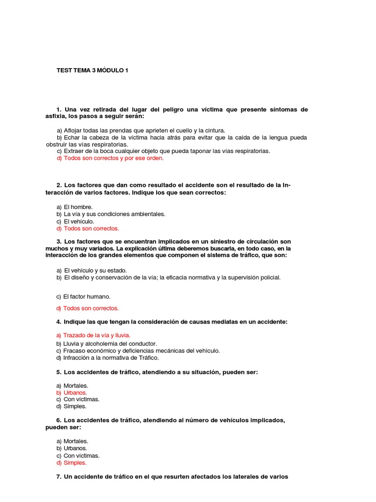 Celador Conductor Test M1 Tema 3 | PDF | Paro cardíaco | Medicina