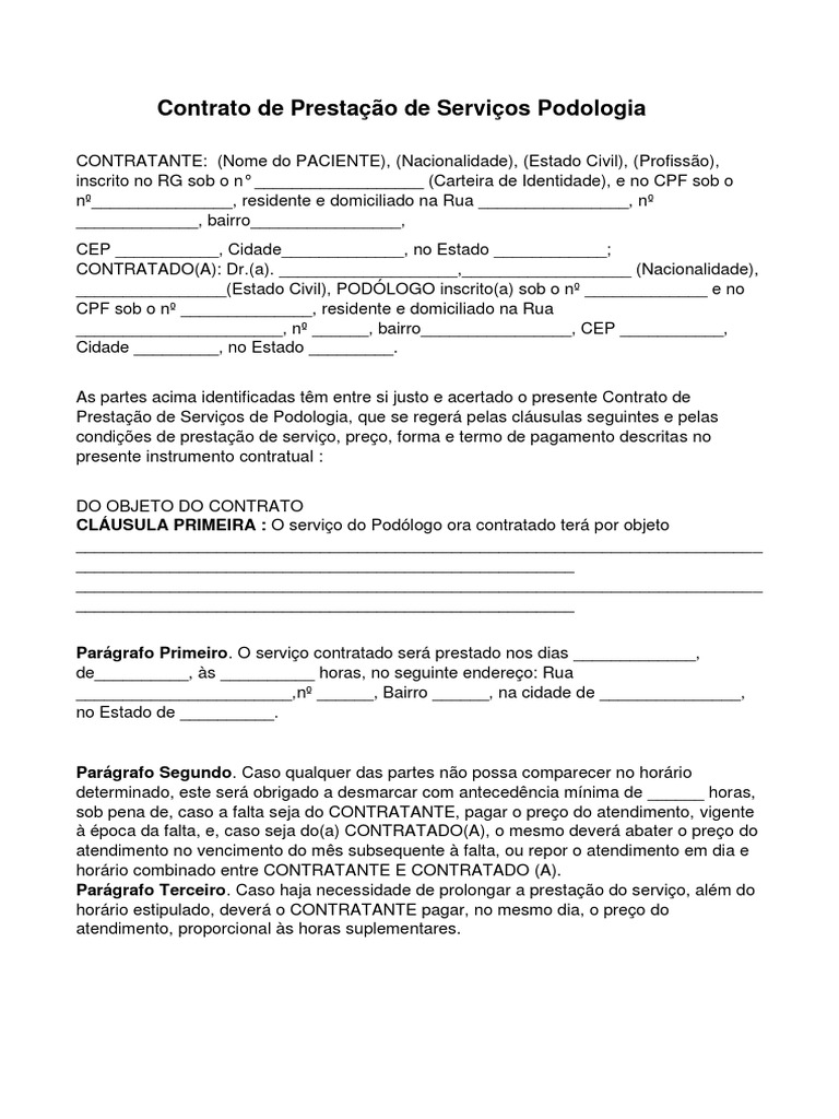 Contrato Prestação de Serviço - Modelo 1 | PDF