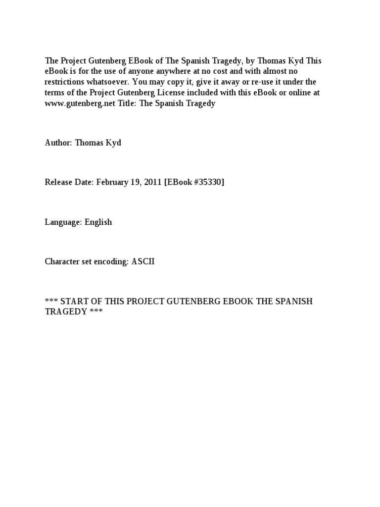 051 The Spanish Tragedy by Thomas Kyd | PDF