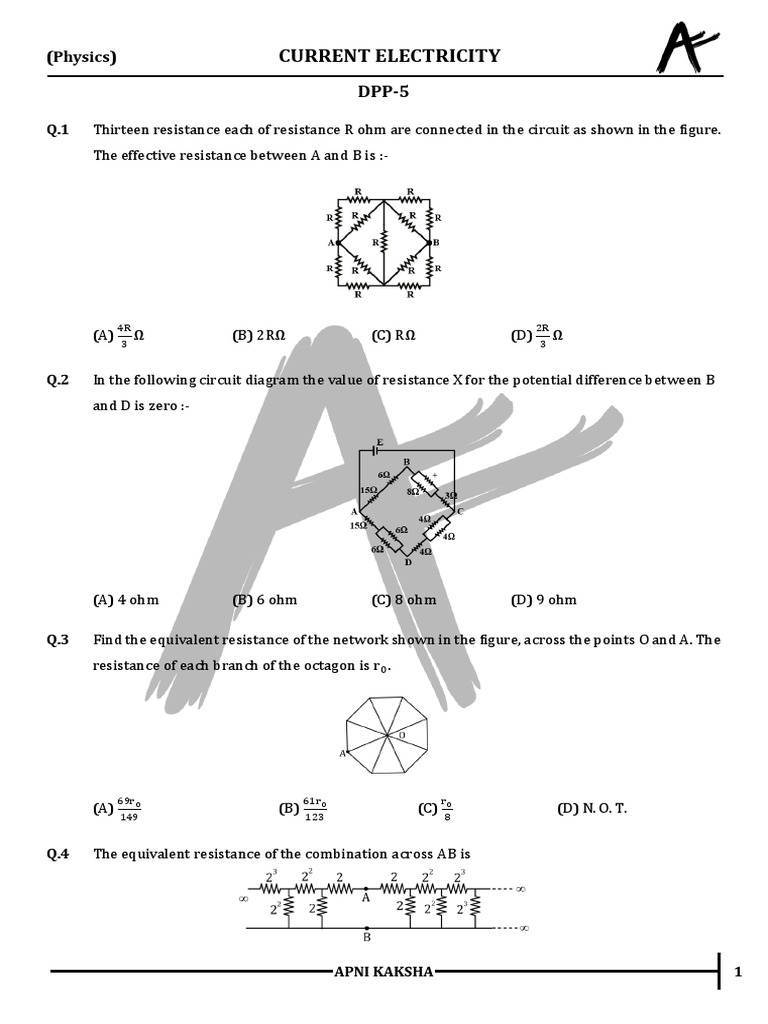 DPP - 05 - Current Electricity | PDF | Materials Science | Electromagnetism