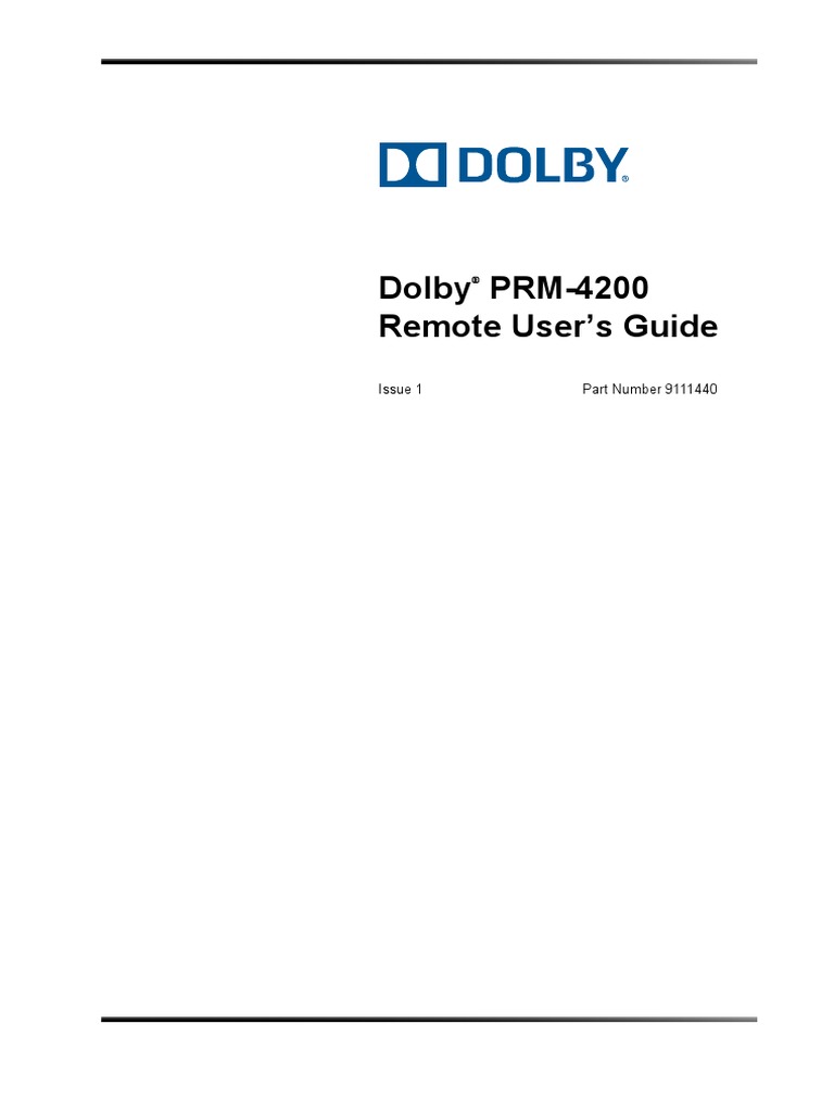 Dolby PRM-4200 Remote Users Guide | PDF | Menu (Computing) | Computer Monitor