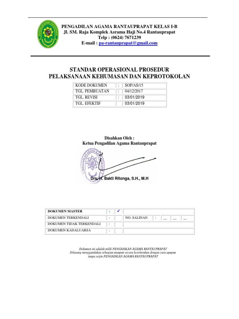 15 Sop Humas Dan Keprotokolan | PDF