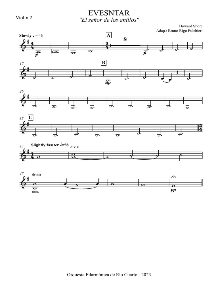Evenstar - Violín 2 | PDF