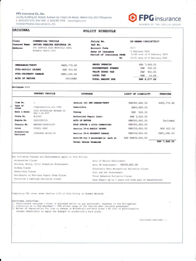 FPG Comprehensive INSURANCE POLICY | PDF