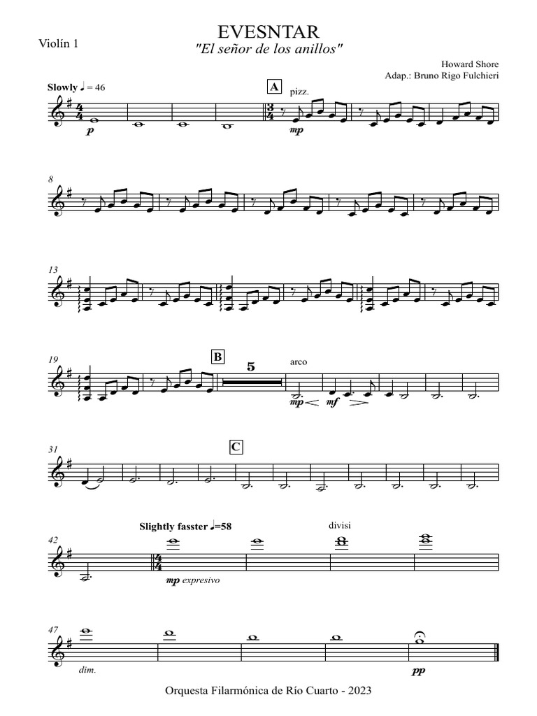 Evenstar - Violín 1 | PDF