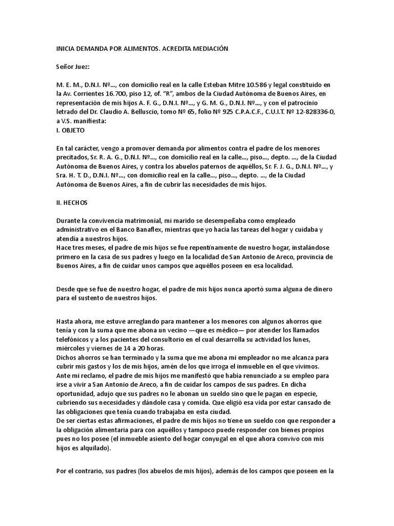 Inicia Demanda Por Alimentos.2 | PDF Inicia Demanda Por Alimentos.2 | PDF