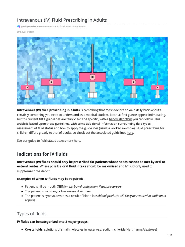 Emskfjek-Intravenous IV Fluid Prescribing in Adults | PDF | Blood ... Emskfjek-Intravenous IV Fluid Prescribing in Adults | PDF | Blood ...