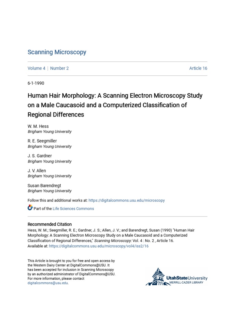 Human Hair Morphology - A Scanning Electron Microscopy Study On A | PDF ...