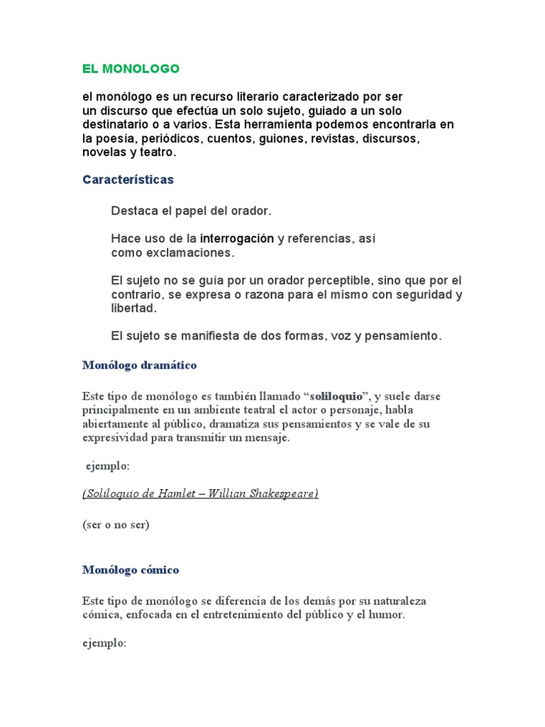 Guía de Monólogos: Tipos y Usos | PDF | Poesía | Clásicos