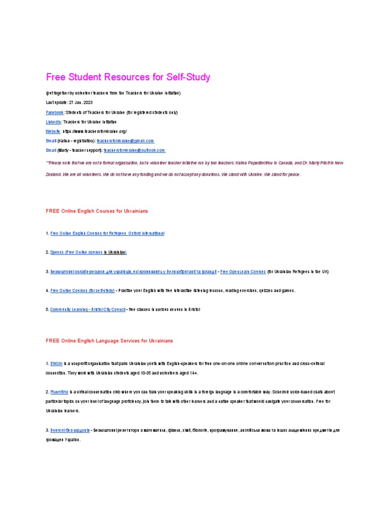 Free English Resources for Ukrainians | PDF | English Language ...
