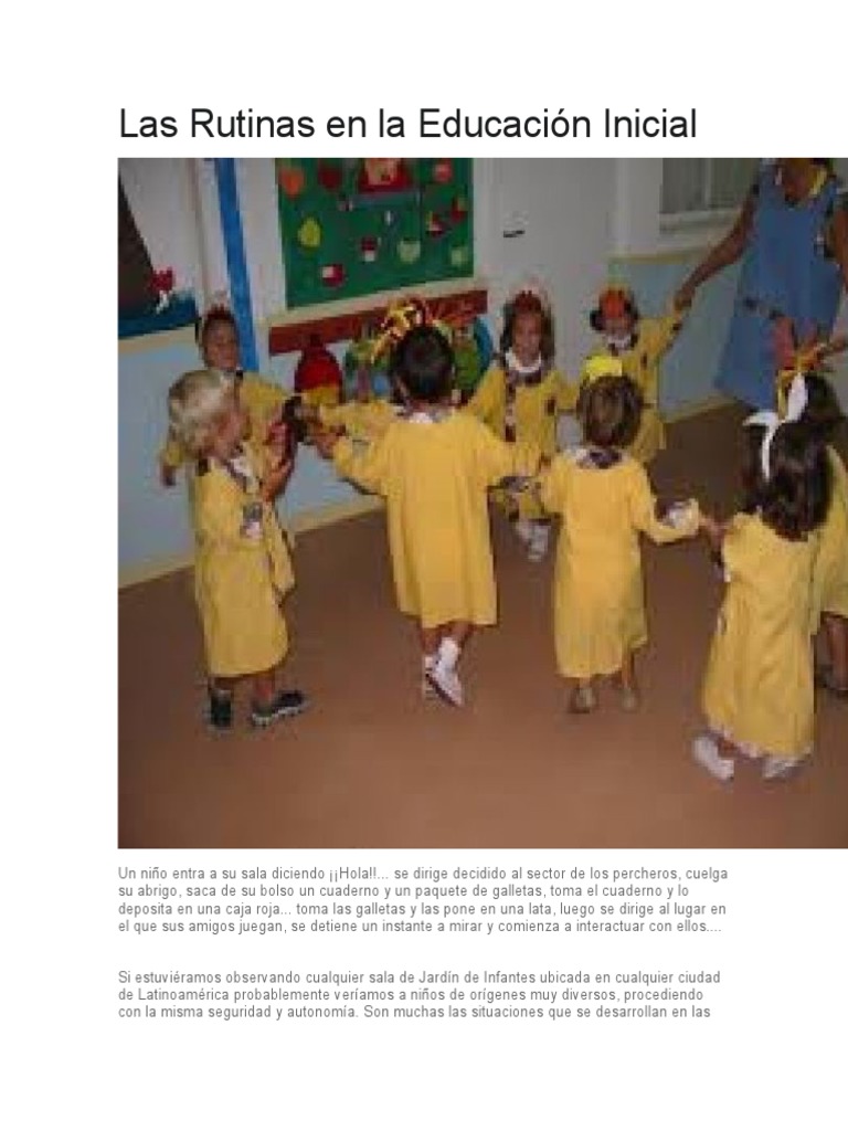 Las Rutinas en La Educación Inicial Saenz | PDF | Educación de la primera infancia
