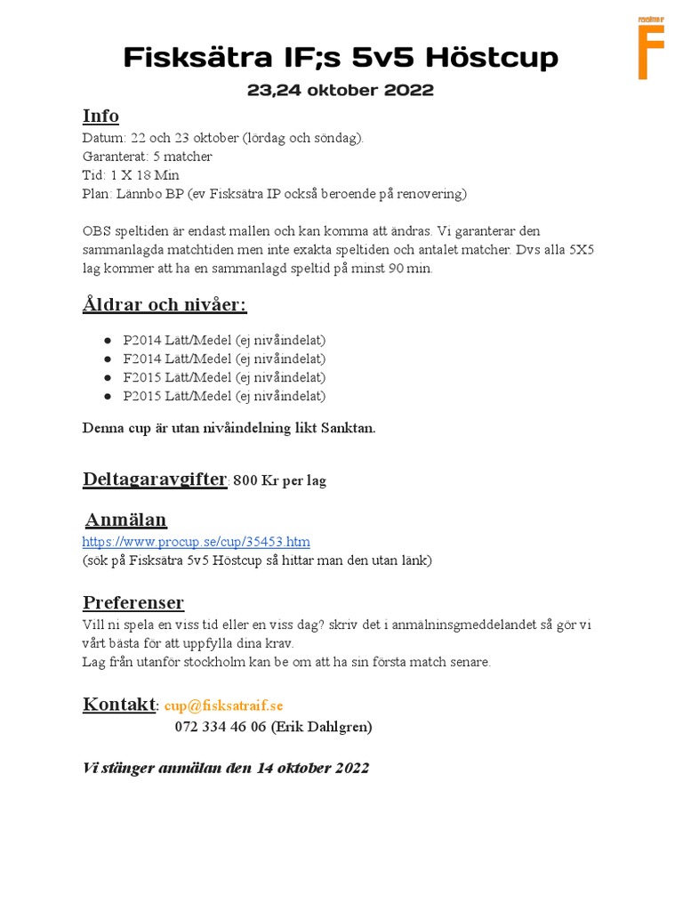 Fisksätra 5v5 Höstcup-4 | PDF