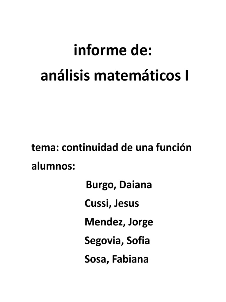 Informe de Continuidad | PDF | Función continua | Intervalo (Matemáticas)