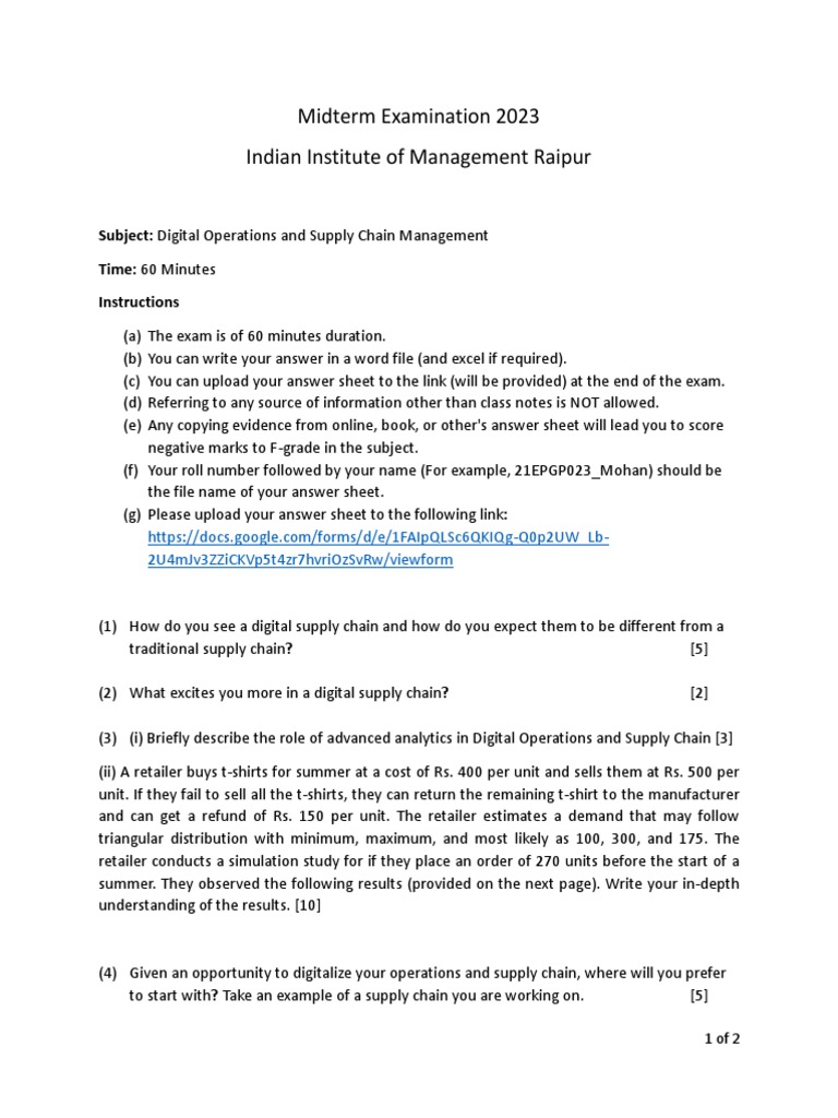 Midterm Examination (1) 888888 | PDF | Computers