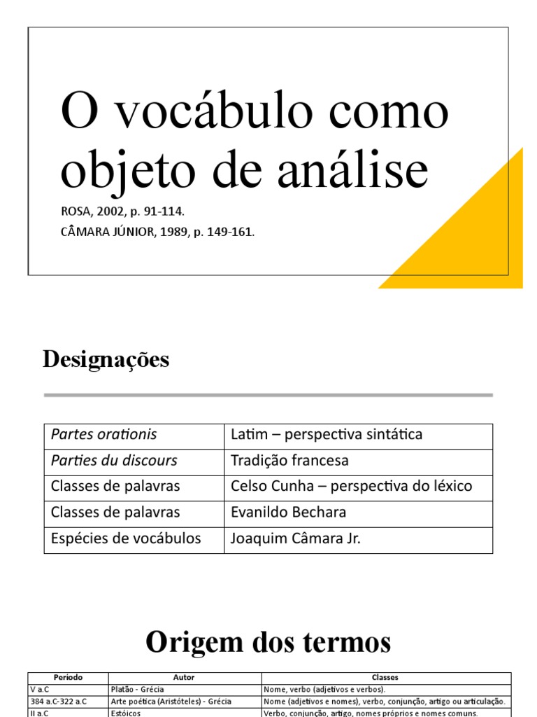 Aula 2 O Vocábulo Como Objeto de Análise | PDF | Pronome | Substantivo